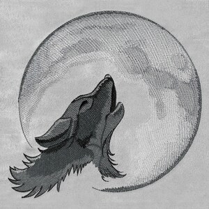 Howling Wolf and Full Moon - Machine Embroidery Design - Digital ...