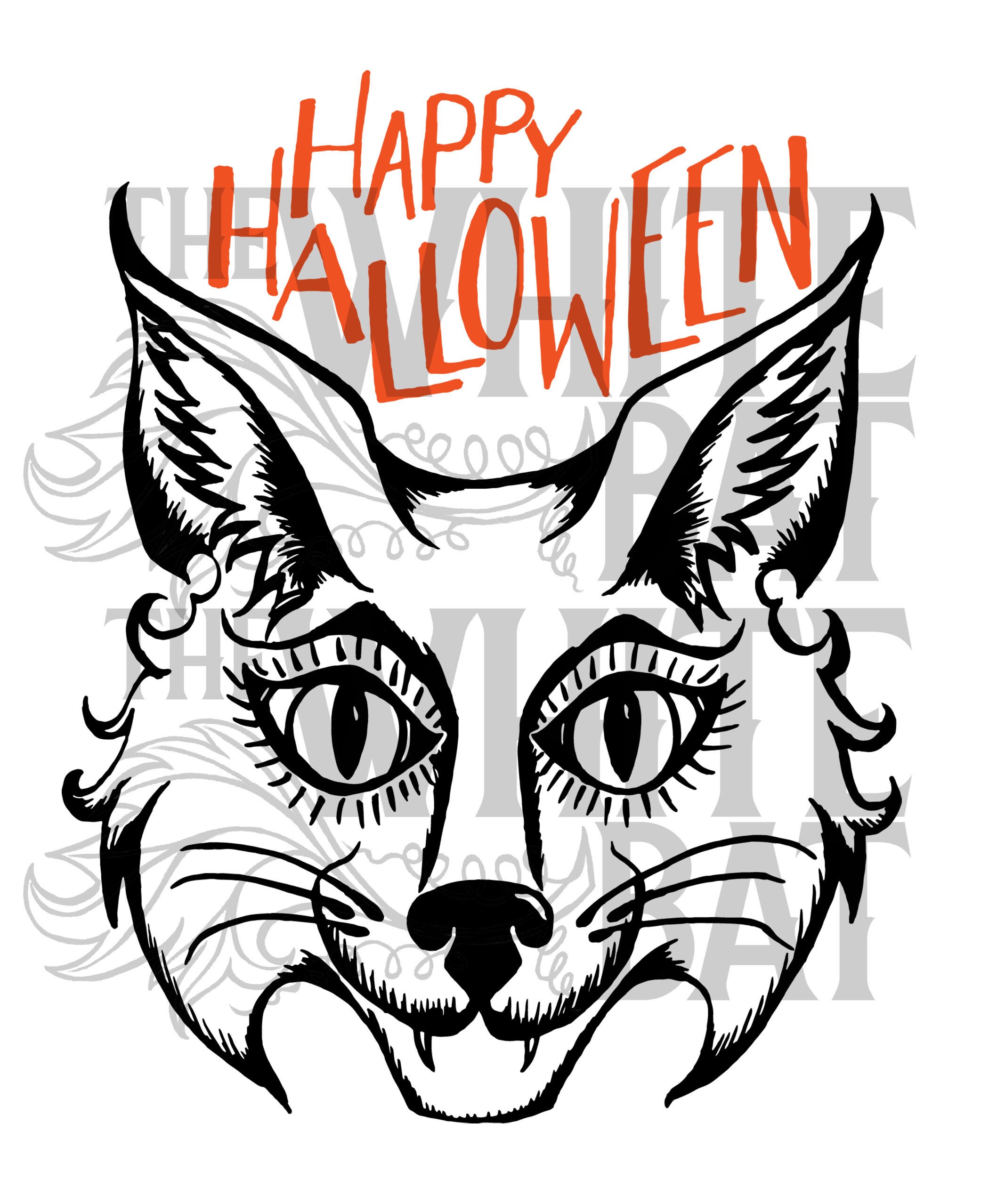 Retro Cat Face Happy Halloween multi-color SVG File - Etsy