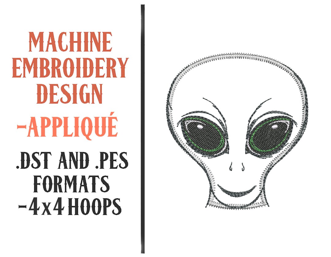 Applique Alien Face - Machine Embroidery Design - Digital Download ...