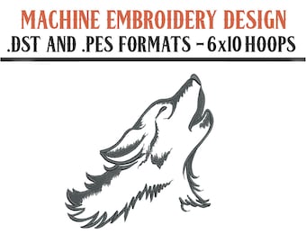 Howling Wolf Machine Embroidery Design - Etsy