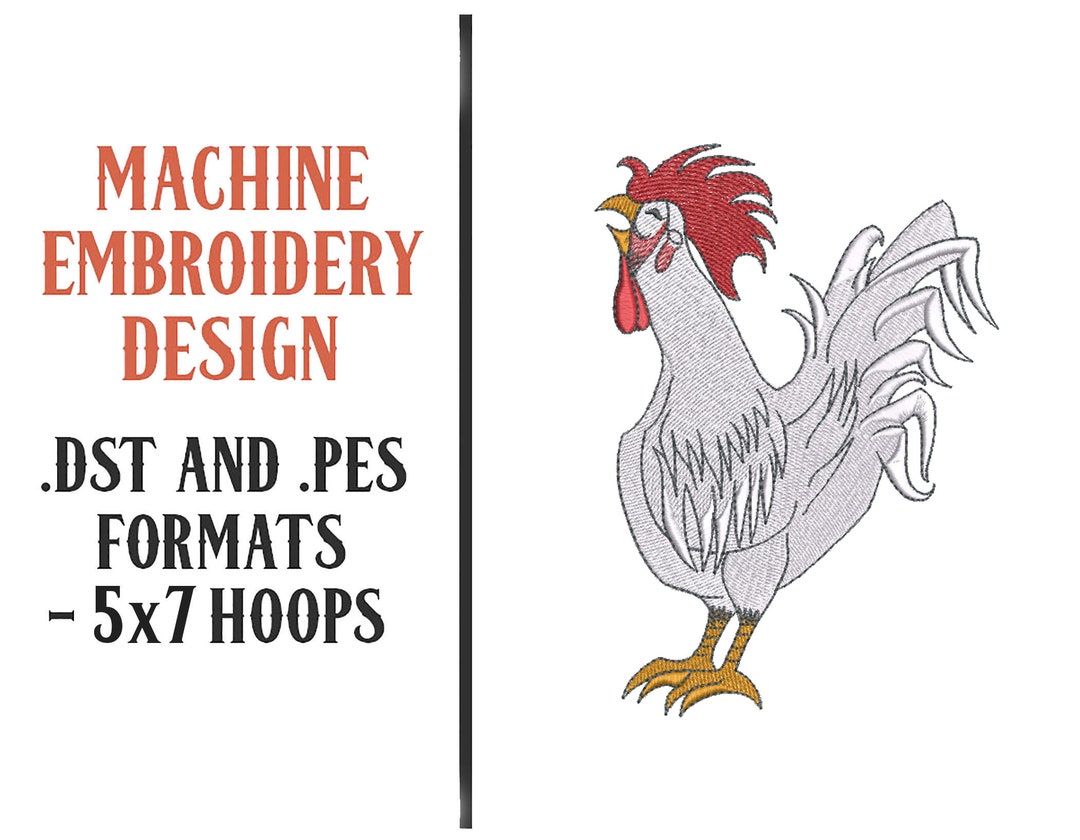 Crowing Rooster - Machine Embroidery Design - Digital Download - 5x7 ...