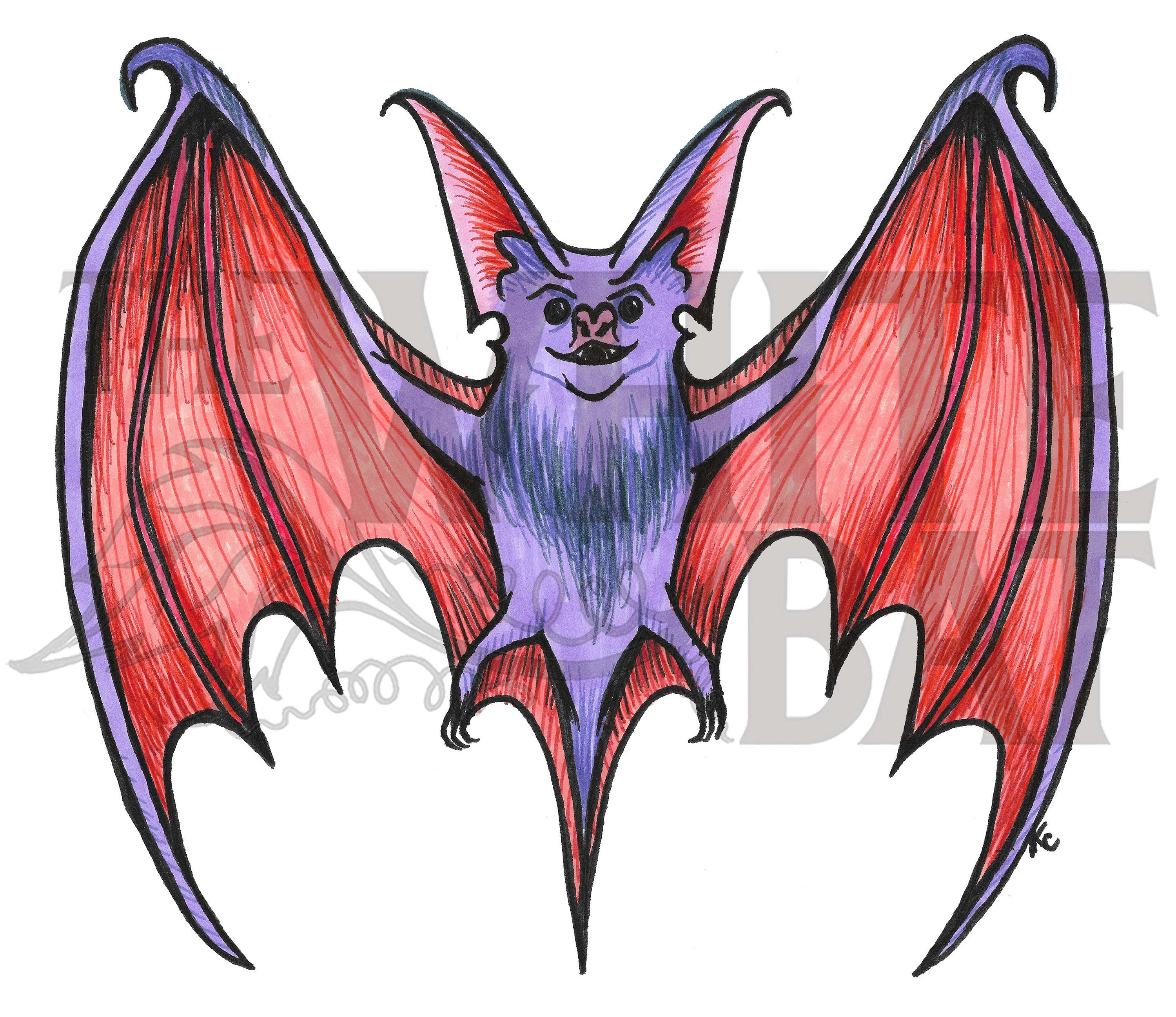 Happy Bat Digital Art Downloadable Image File 800 ppi | Etsy