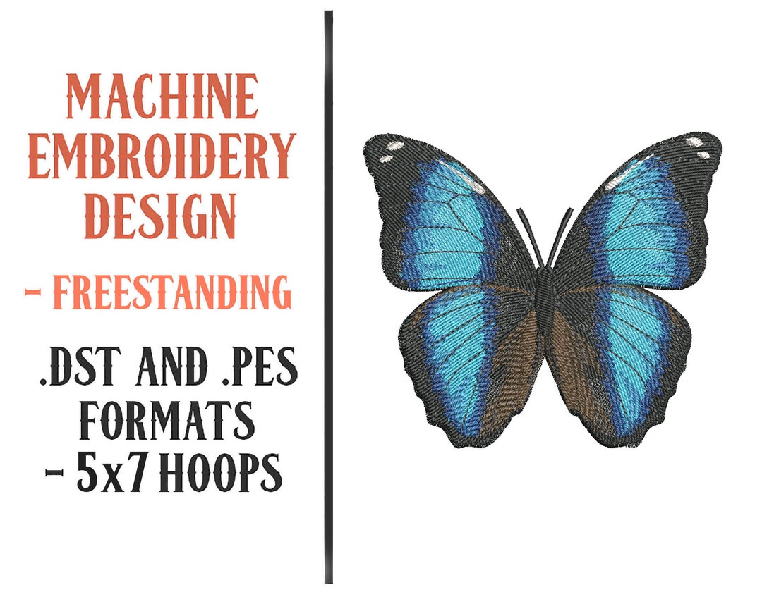 Freestanding Striped Blue Morpho Butterfly - Machine Embroidery Design ...