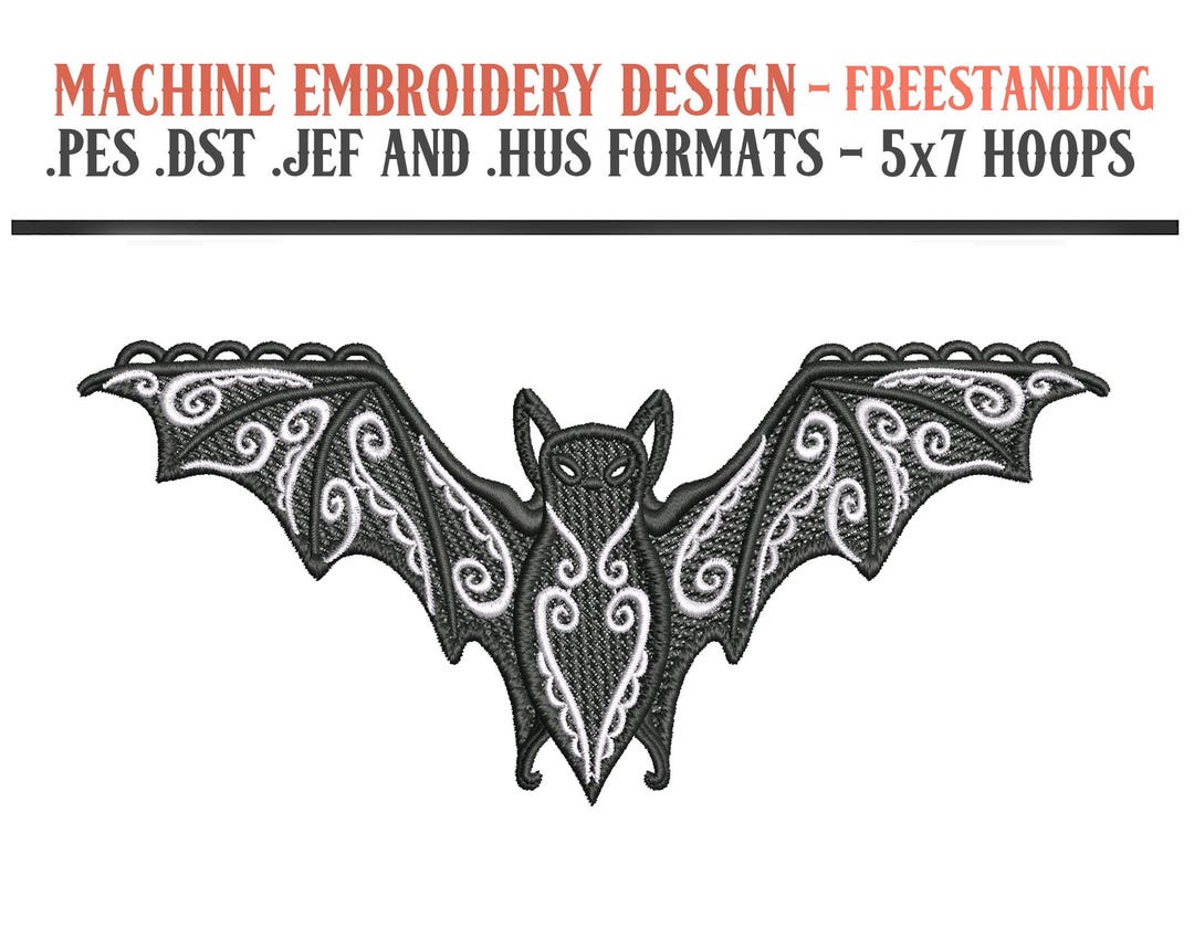 Freestanding Lace Hanging Bat - Machine Embroidery Design - Digital ...