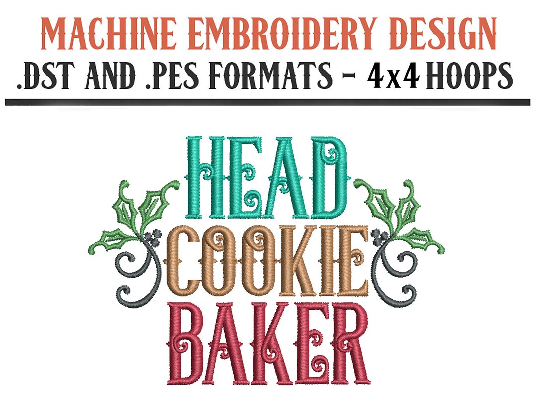 Head Cookie Baker - Machine Embroidery Design - Digital Download - 4x4 ...