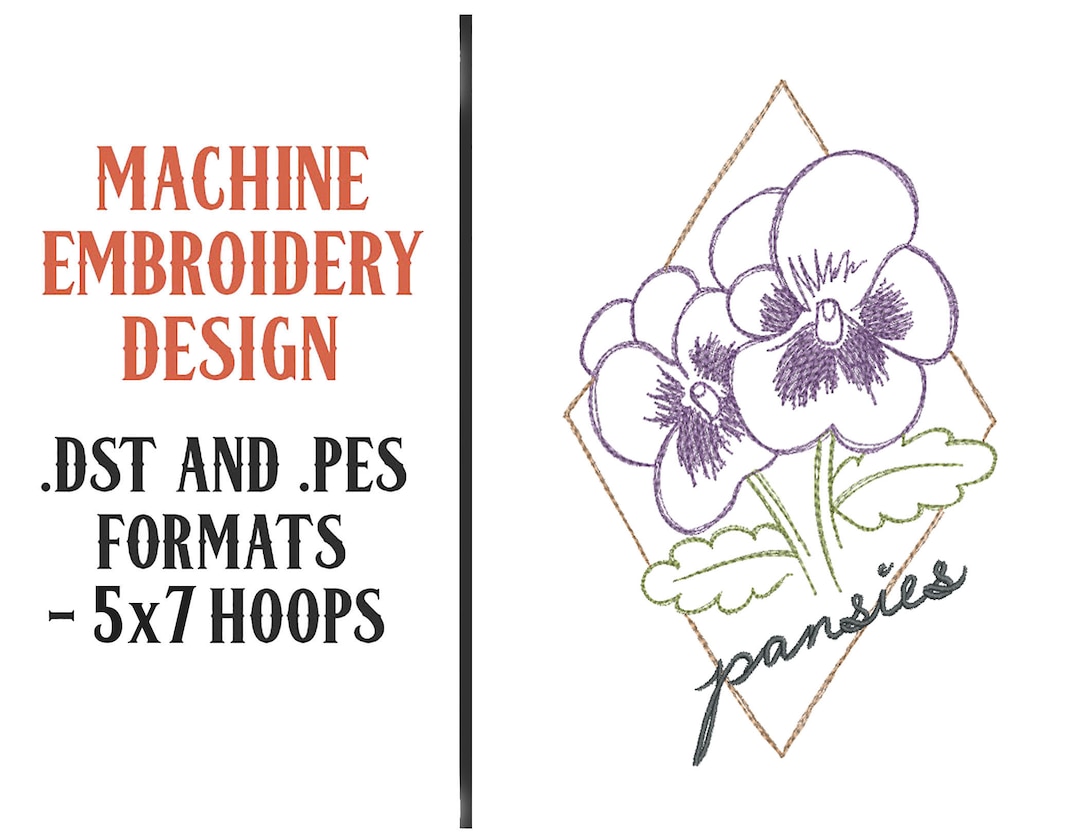 Pansy Diamond - Machine Embroidery Design - Digital Download - 5x7 ...