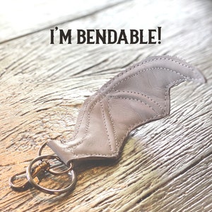 White Bat Wing - Leather Bag Charm Key Holder - Etsy