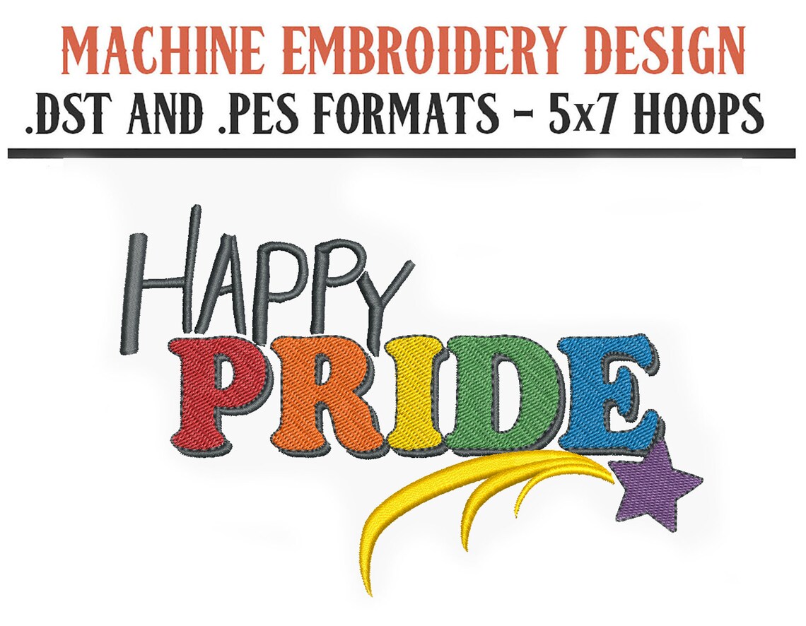 Happy Pride Machine Embroidery Design Digital Download | Etsy