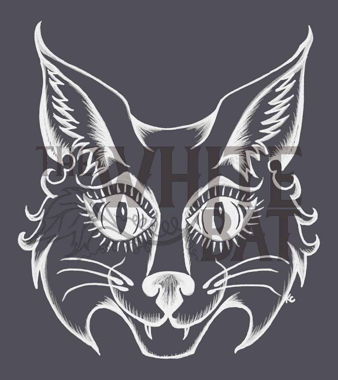 Moonlight Retro Cat Face - Digital Art (downloadable Image File - 800 ...