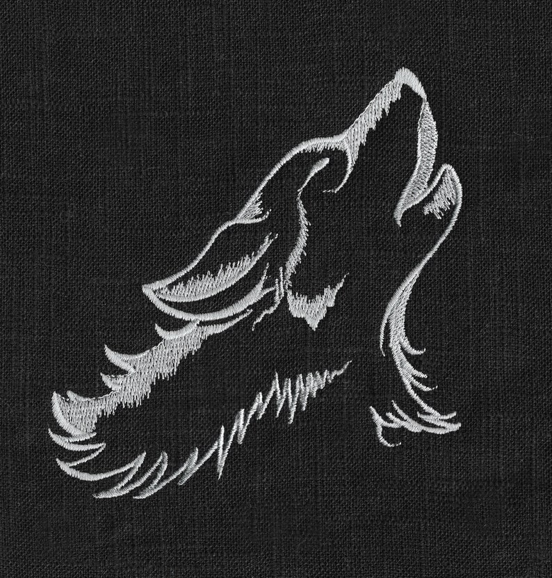 Howling Wolf - One Color - Machine Embroidery Design - Digital Download ...