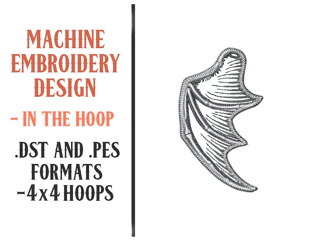 Stitched-to-the-edge in the Hoop Bat Wing With Skeleton - Machine ...