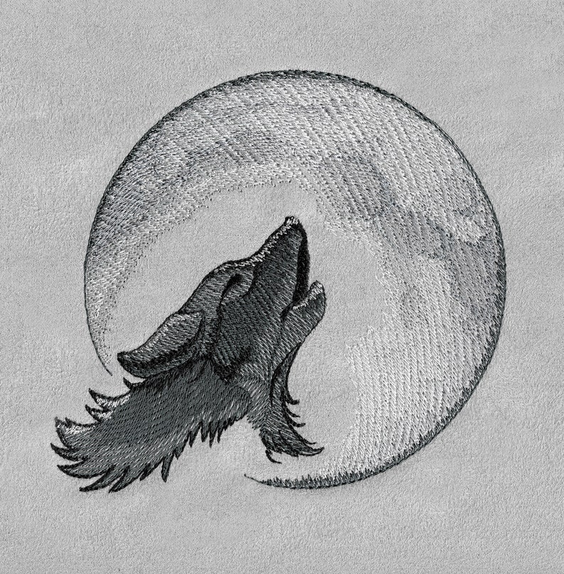 Howling Wolf and Full Moon Machine Embroidery Design - Etsy