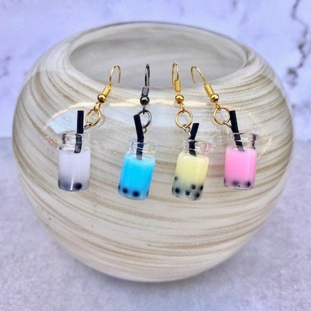 Boba Milk Tea Earrings | Boba Earrings | Bubble Tea Earrings - Etsy