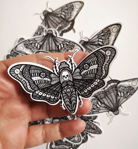 Moth Vinyl Sticker Laptop Stickers Vinyl Stitcker Gothic - Etsy