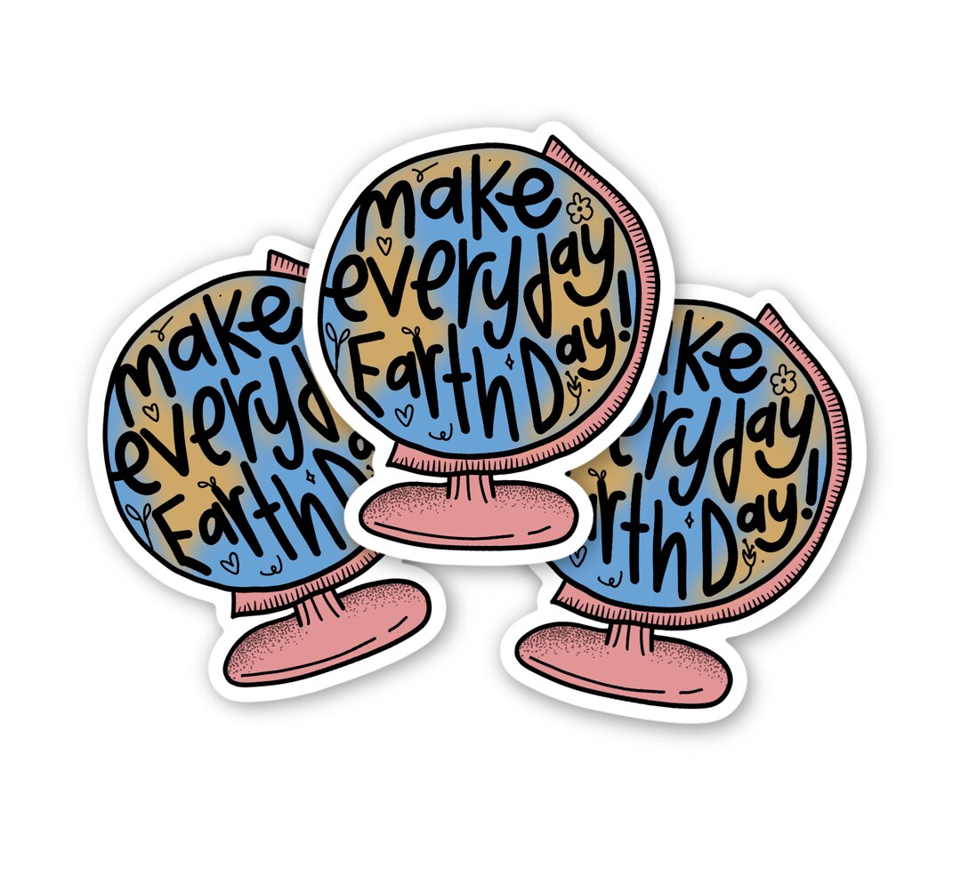 Earth Day Globe Vinyl Sticker - Environmentalist Laptop Decal - Etsy