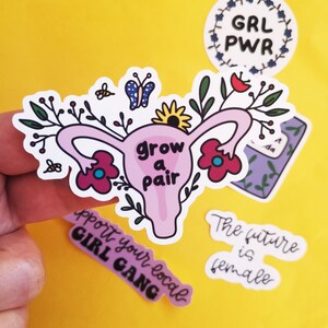 Feminist Vinyl Sticker Pack - Uterus Sticker - GRL PWR Sticker ...