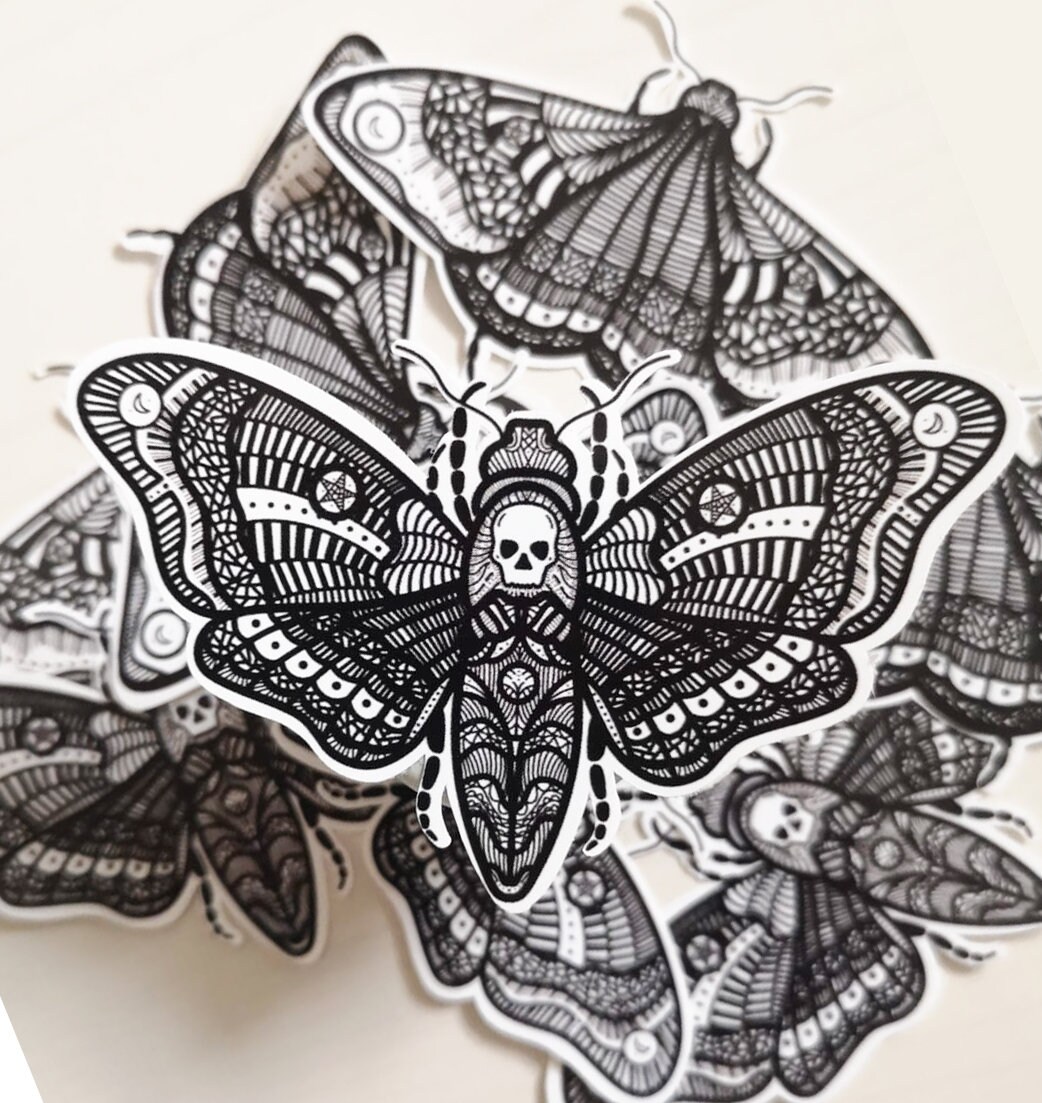 Moth Vinyl Sticker Laptop Stickers Vinyl Stitcker Gothic - Etsy