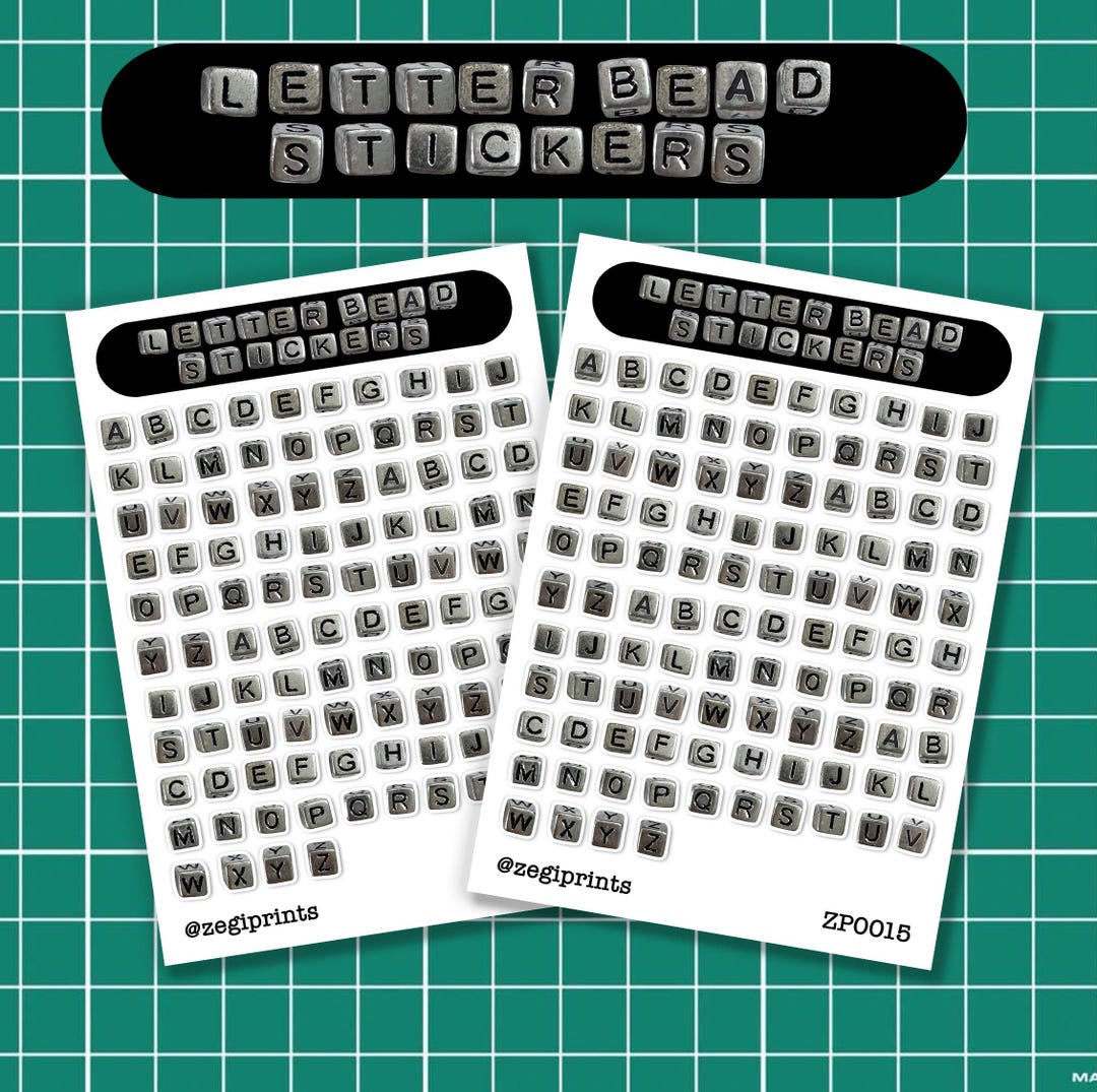 Silver Square Letter Bead Planner Stickers: Alphabet Stickers for ...