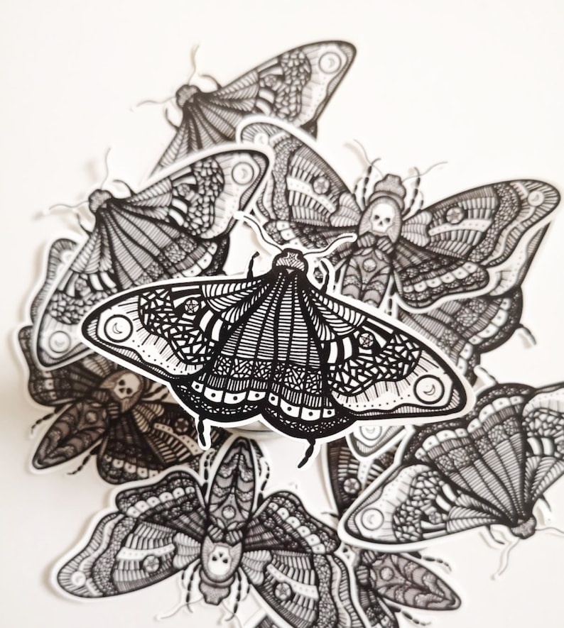 Moth Vinyl Sticker Laptop Stickers Vinyl Stitcker Gothic - Etsy