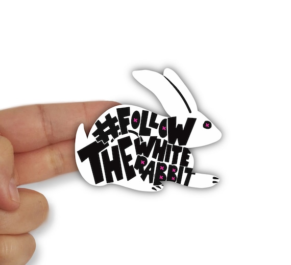 Follow the White Rabbit Vinyl Sticker Laptop Stickers | Etsy