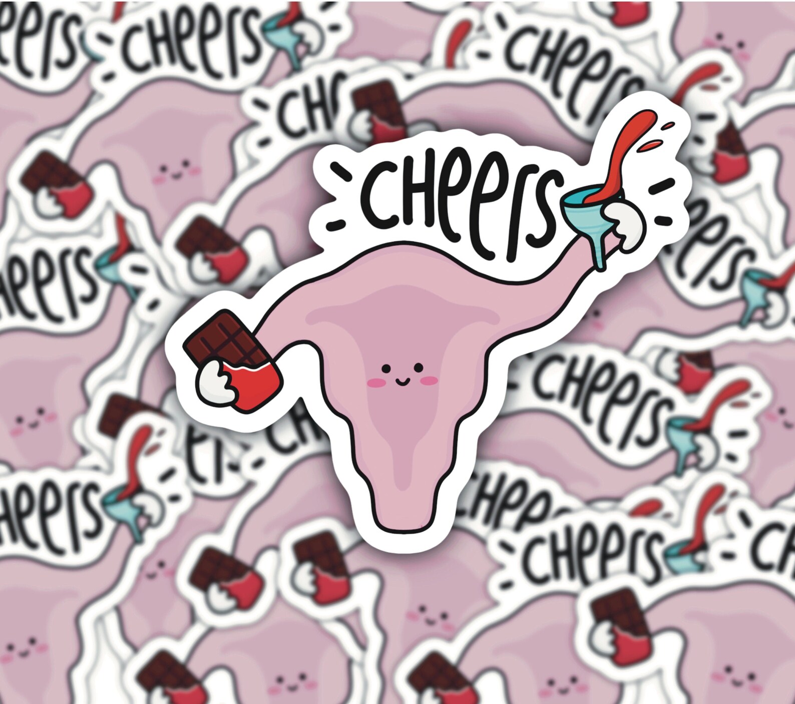 Uterus Cheers Vinyl Sticker Period Stickers Vinyl Sticker | Etsy