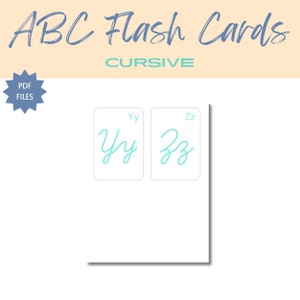 PRINTABLE ABC Alphabet Cursive Flash Cards Kids A-Z Homeschool PDF ...