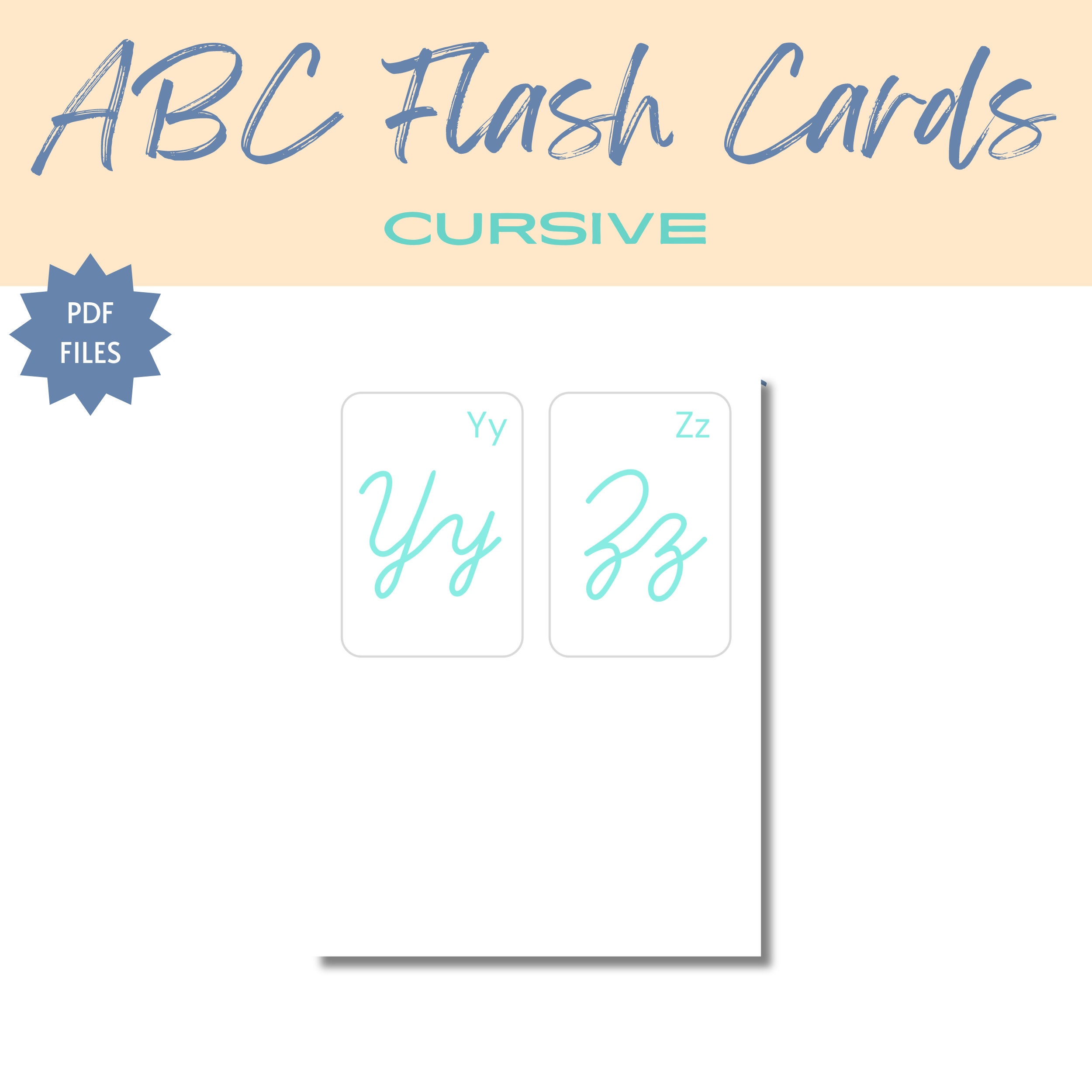 PRINTABLE ABC Alphabet Cursive Flash Cards Kids A-Z Homeschool PDF ...