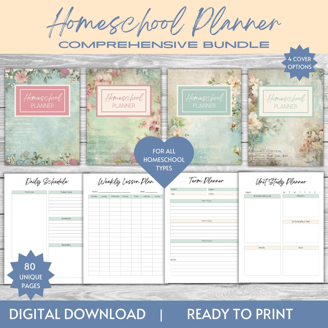 PRINTABLE Homeschool Planner | Undated | Shabby Style | PDF | Digital ...