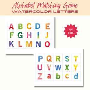 PRINTABLE ABC Alphabet Watercolor Letters Matching Memory Game | Kids ...
