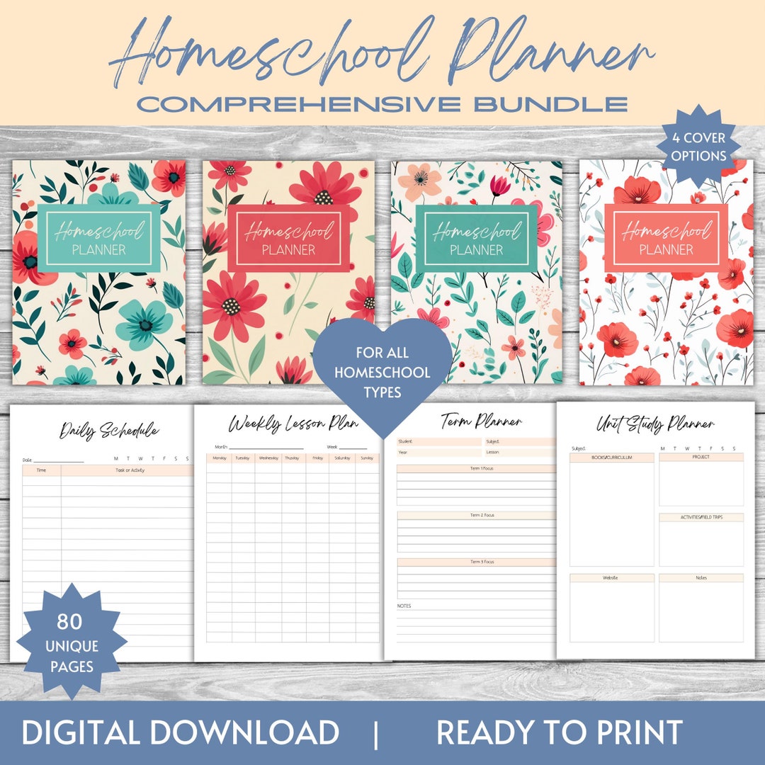 PRINTABLE Homeschool Planner | Undated | Floral Design | PDF | Digital ...