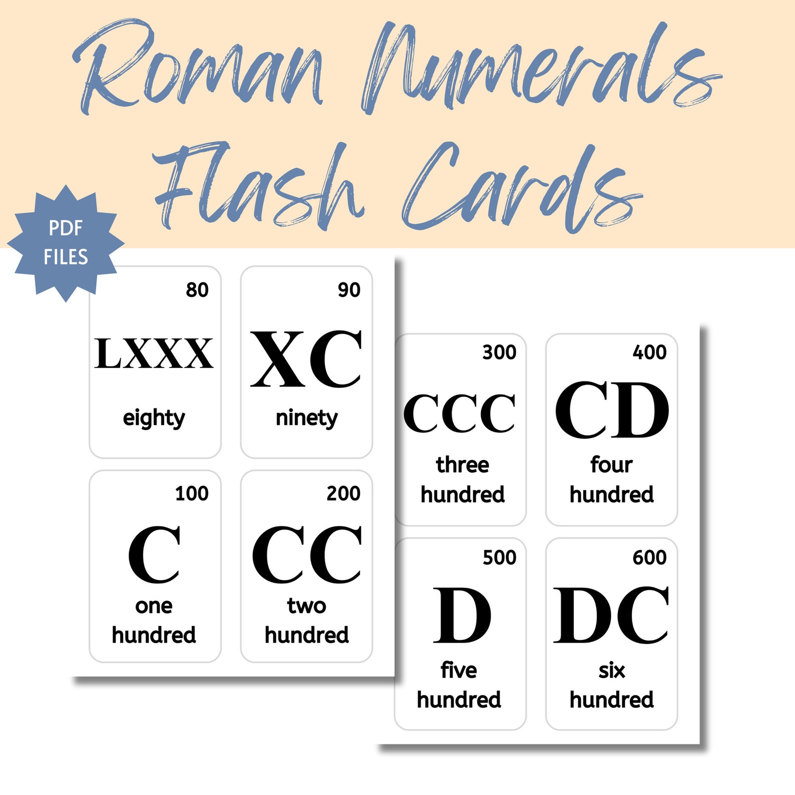 PRINTABLE Roman Numerals Flash Cards | Kids | A-Z | Homeschool | PDF ...