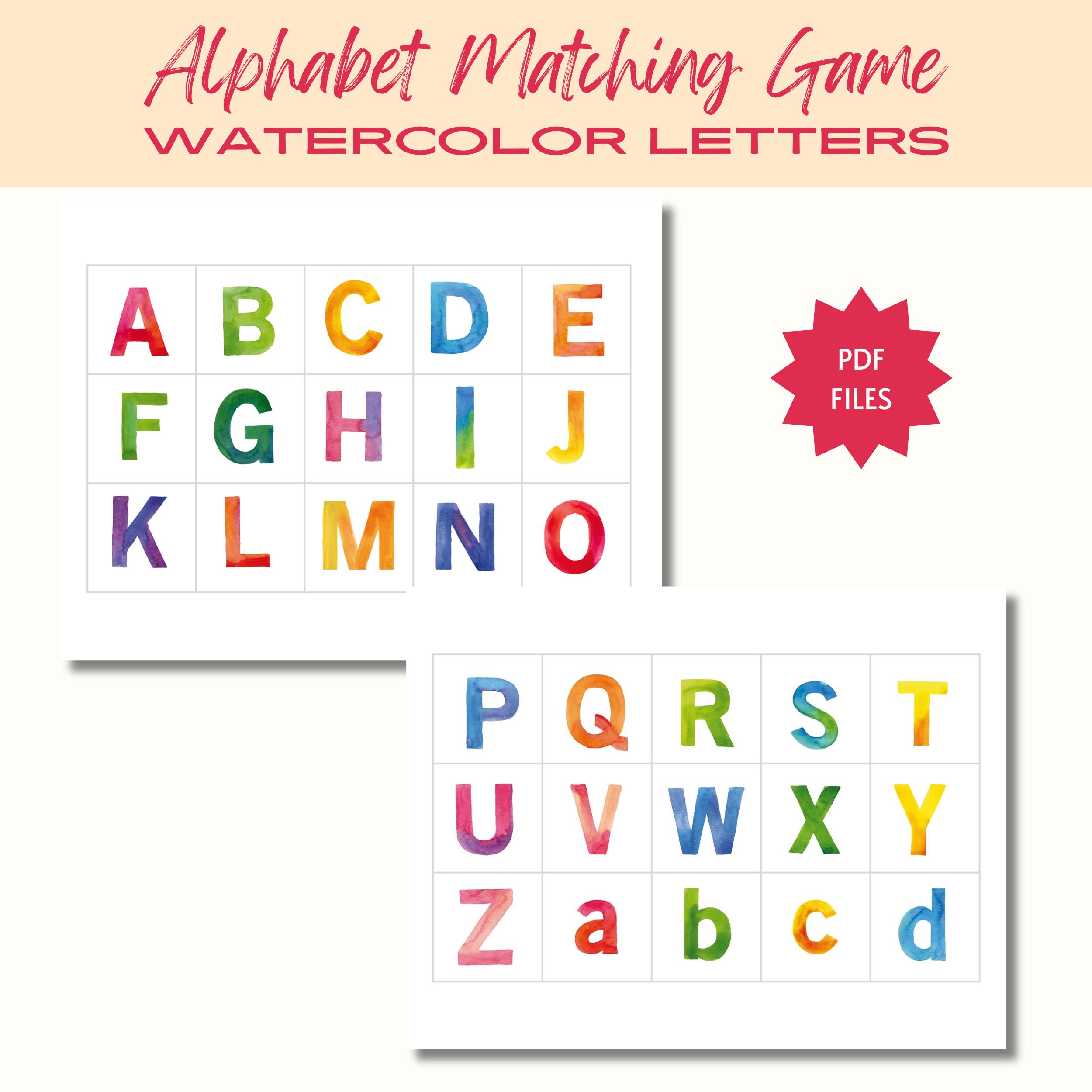 PRINTABLE ABC Alphabet Watercolor Letters Matching Memory Game | Kids ...