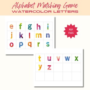 PRINTABLE ABC Alphabet Watercolor Letters Matching Memory Game | Kids ...