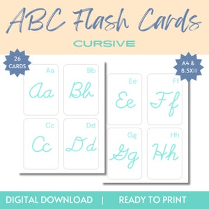 PRINTABLE ABC Alphabet Cursive Flash Cards | Kids | A-Z | Homeschool ...