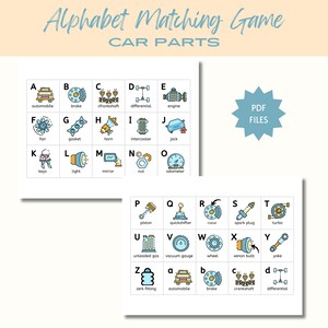 PRINTABLE ABC Alphabet Car Parts Matching Memory Game | Kids | A-Z ...