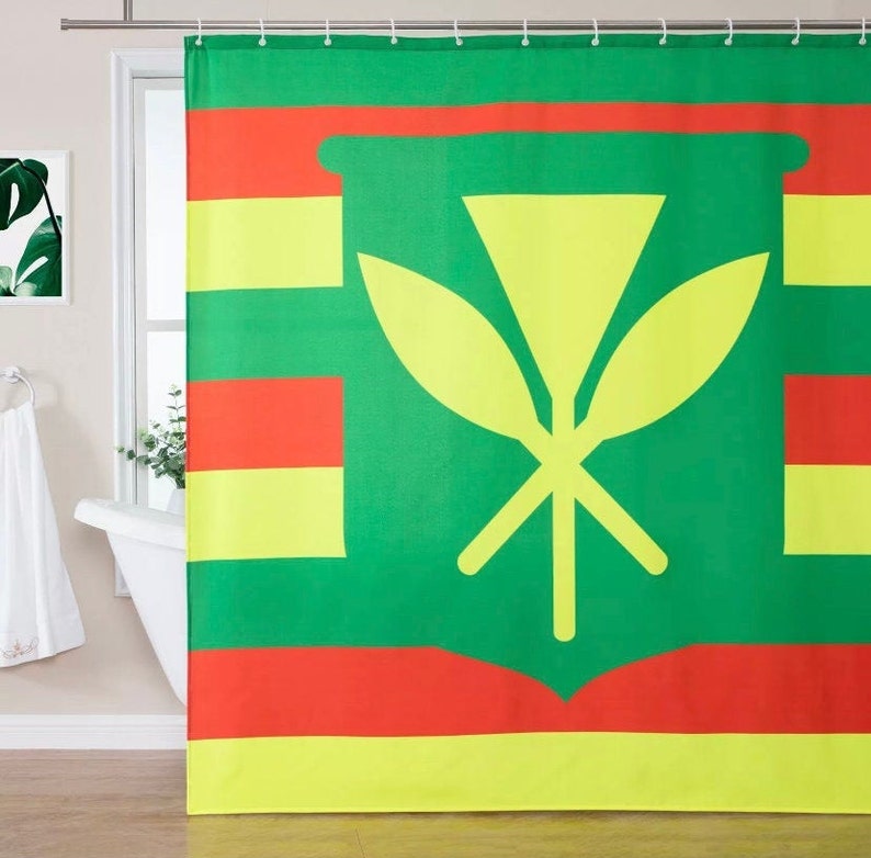 Hawaiian Kanaka Maoli Flag Wall Decor / Shower Curtain Set 12 Hooks - Etsy