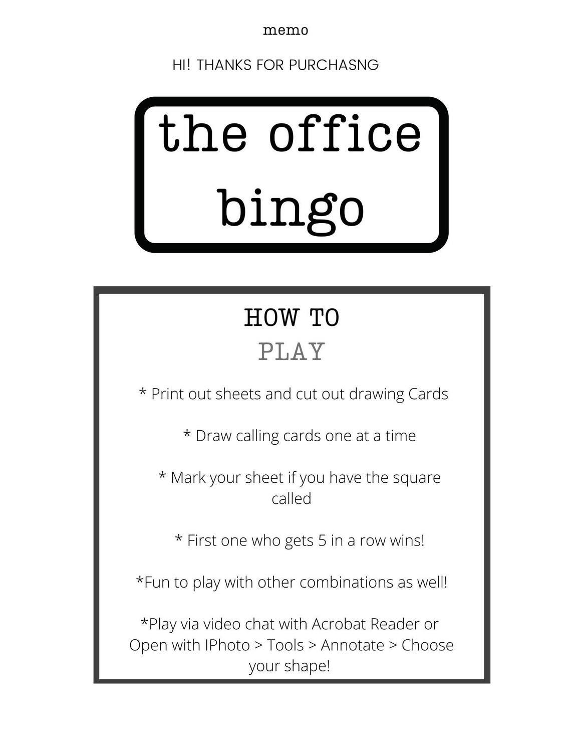 The Office Bingo Set | Printable Game - Etsy