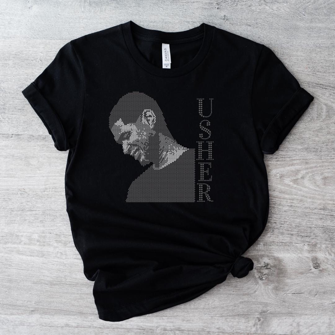 LIMITED EDITION! Rhinestone Crystals Usher Inspired Short Sleeve T ...