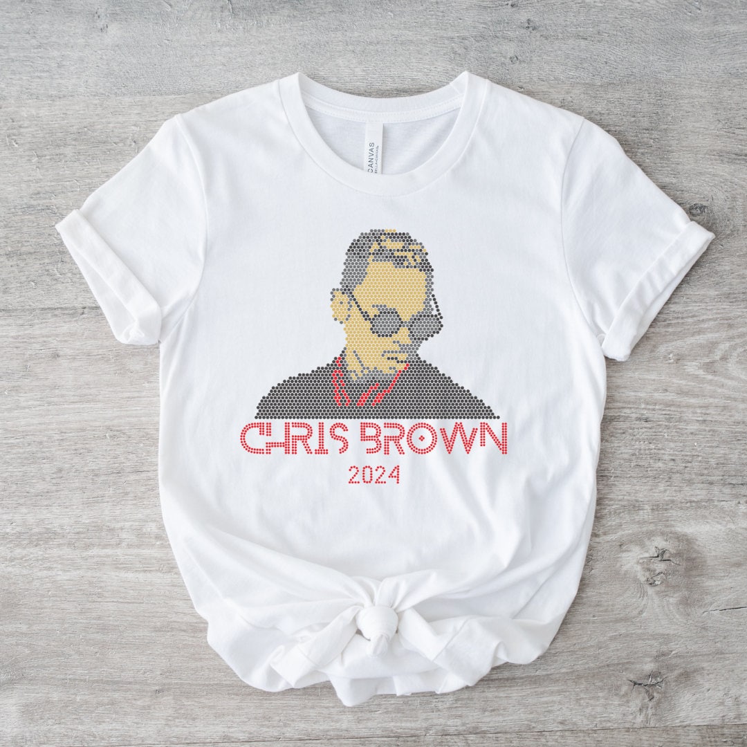 LIMITED EDITION Rhinestone Crystals Chris Brown Inspired Short Sleeve T ...