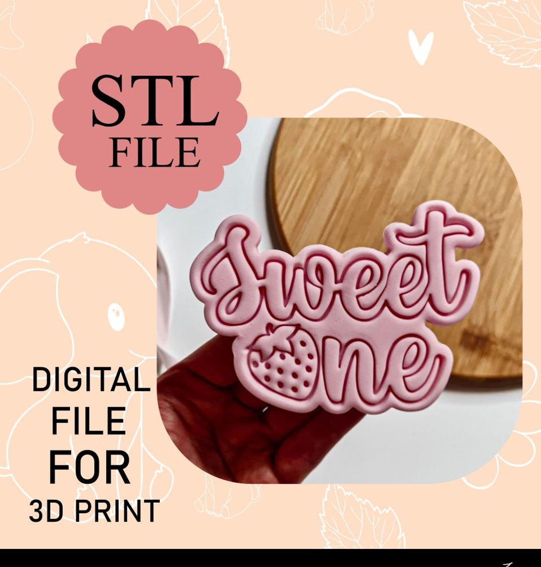 Digital STL File, Sweet One Cookie Cutter and Stamp, 3D Printing ...