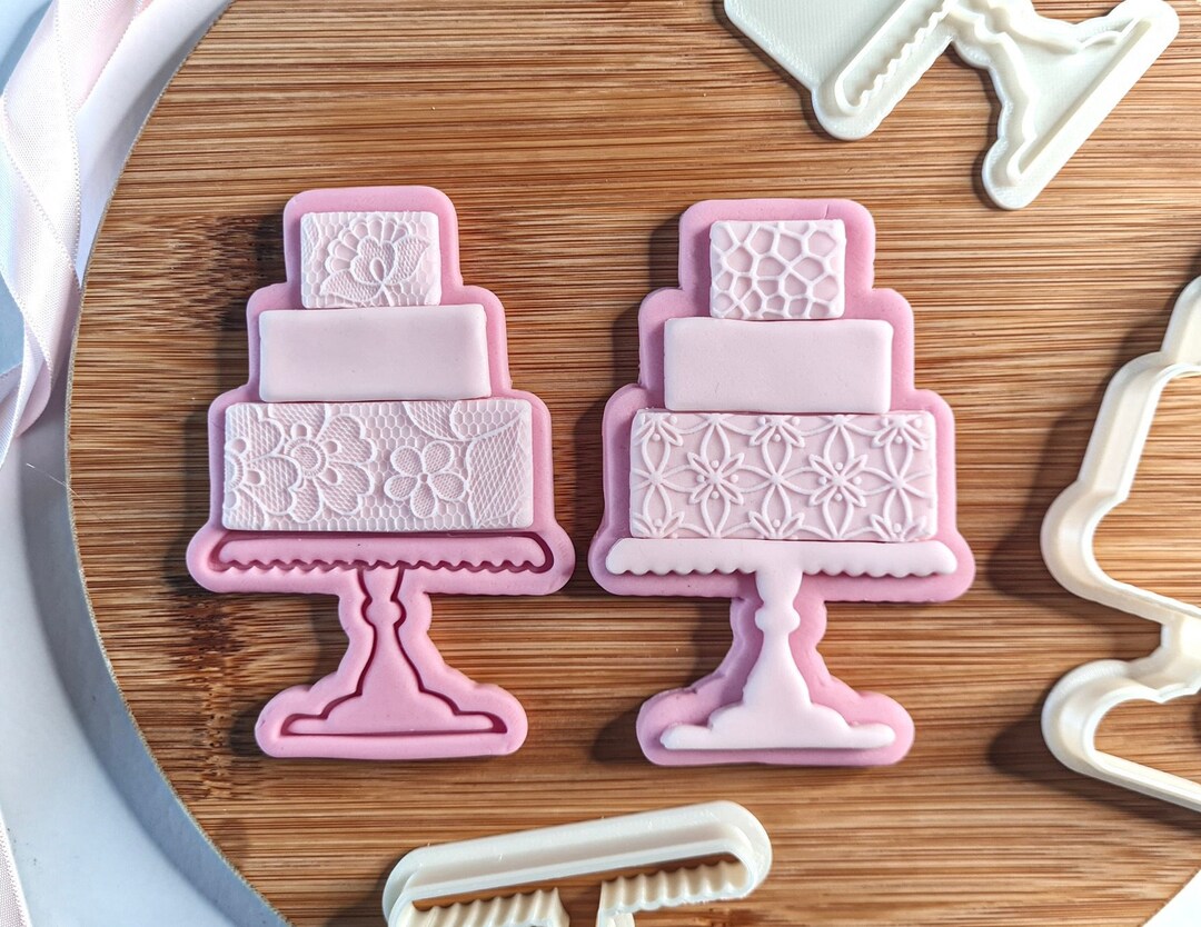 Three Tier Cake Cookie Cutters & Stamp FULL SET - Etsy