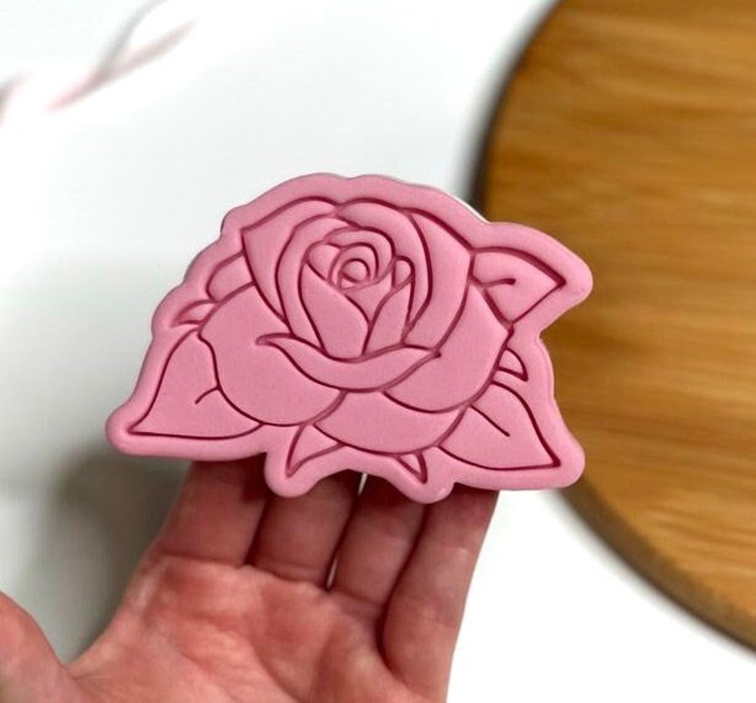 Rose Flower Cookie Cutter + Stamp - Etsy