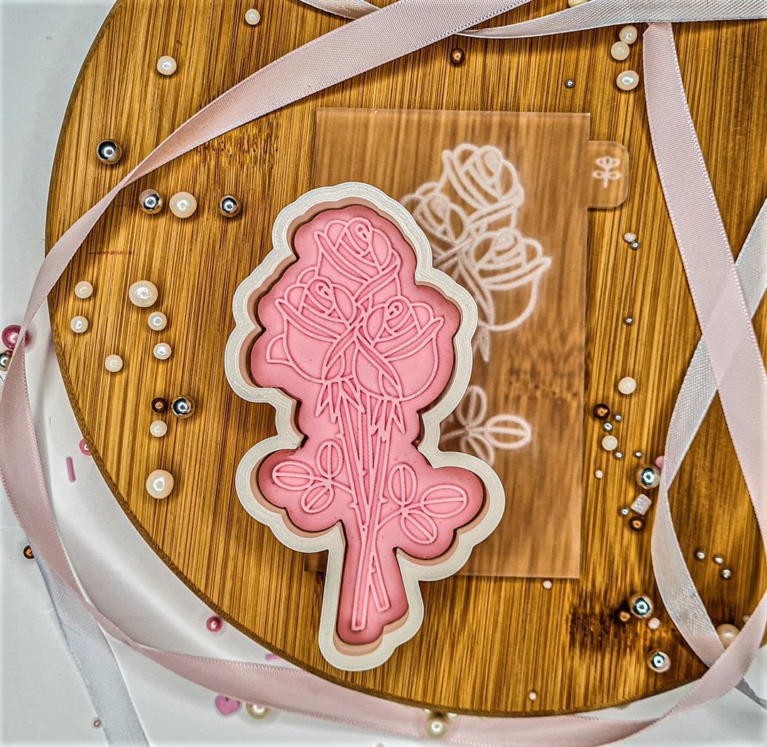 Rose Cookie Cutter + Embosser - Etsy