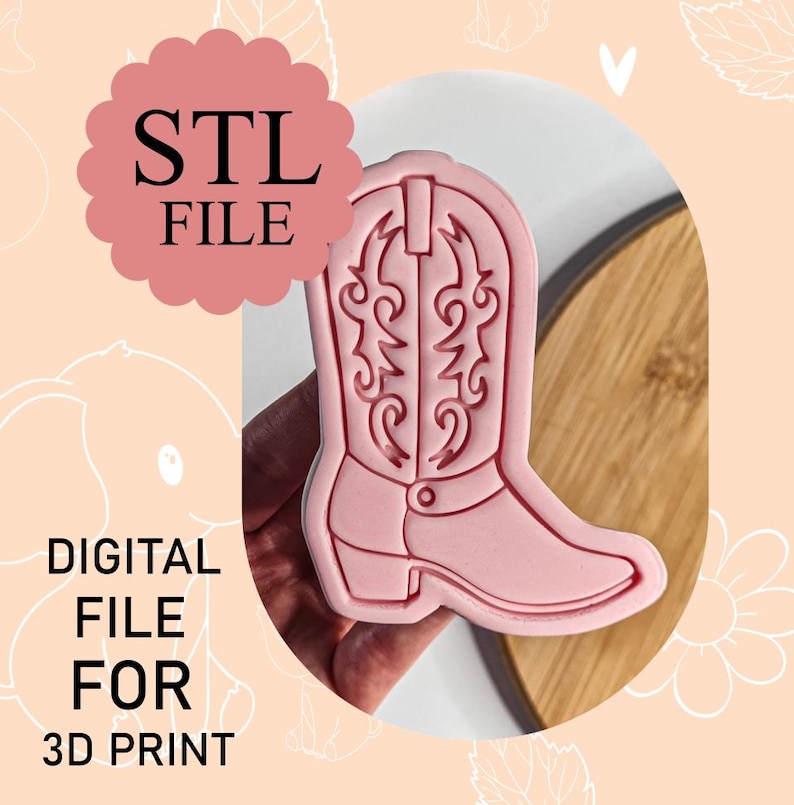 Digital STL File, Cowboy Boot Cookie Cutter and Stamp, 3D Printing ...