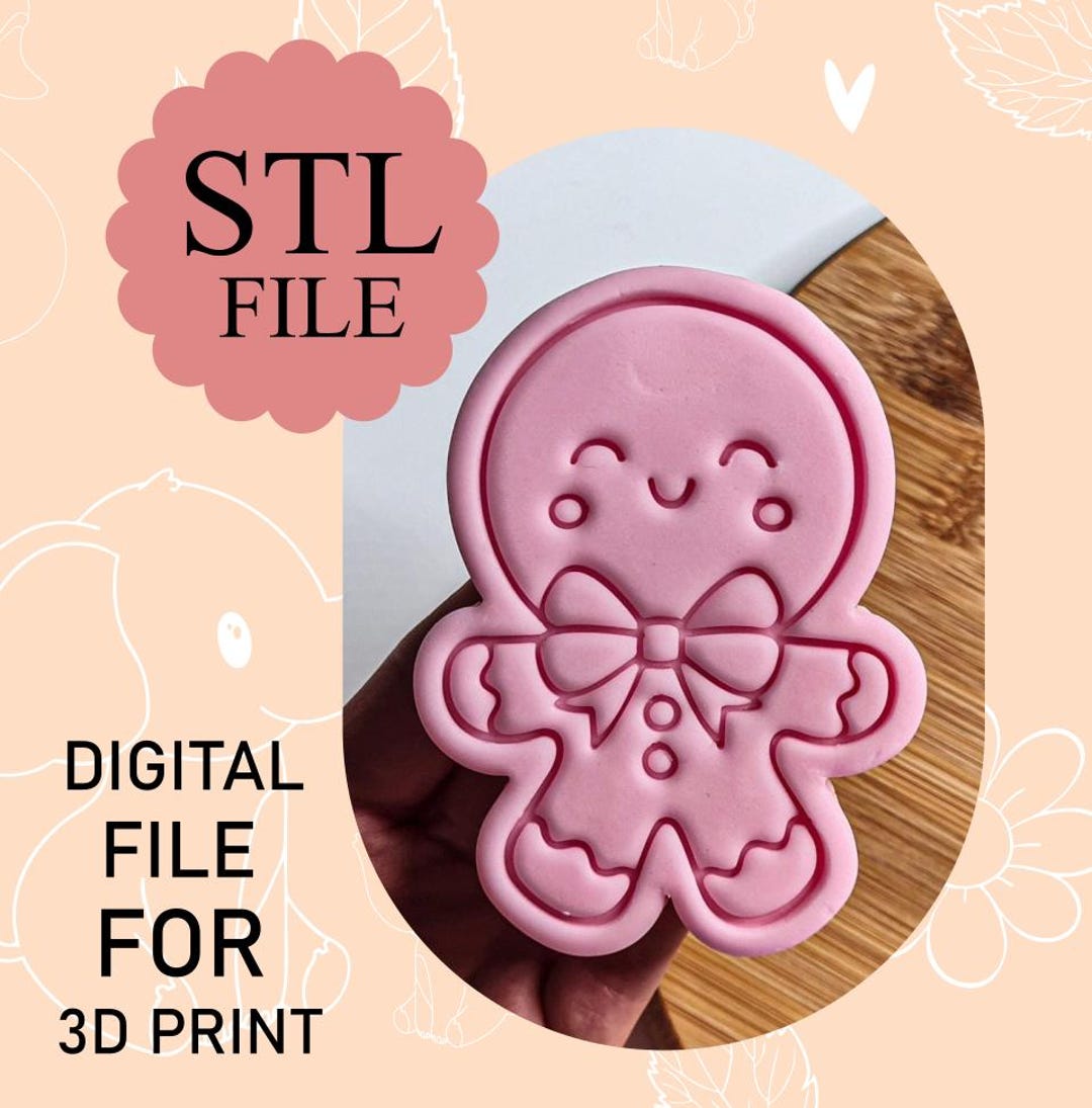 Digital STL File, Gingerbread Man Cookie Cutter and Stamp, 3D Printing ...