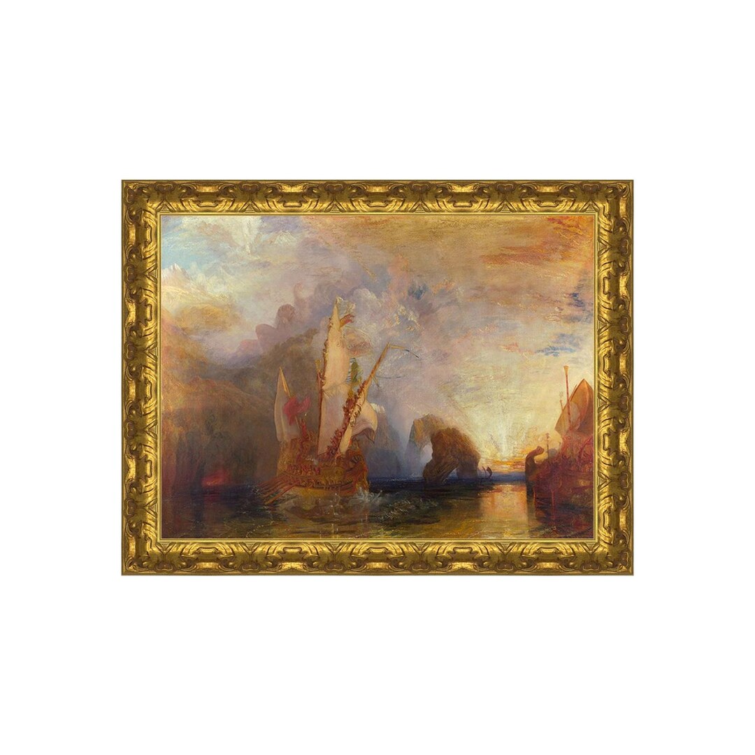 Quadro stampa su tela con cornice in legno oro classico William Turner ...
