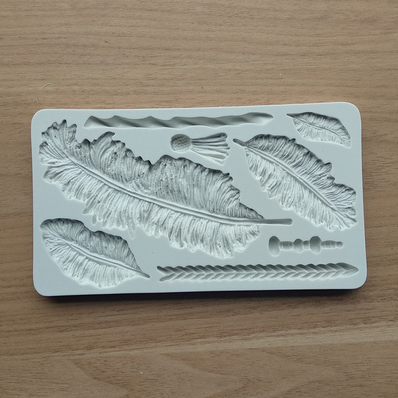 Feather Texture Fondant Silicone Mold DIY Chocolate Baking Cake ...