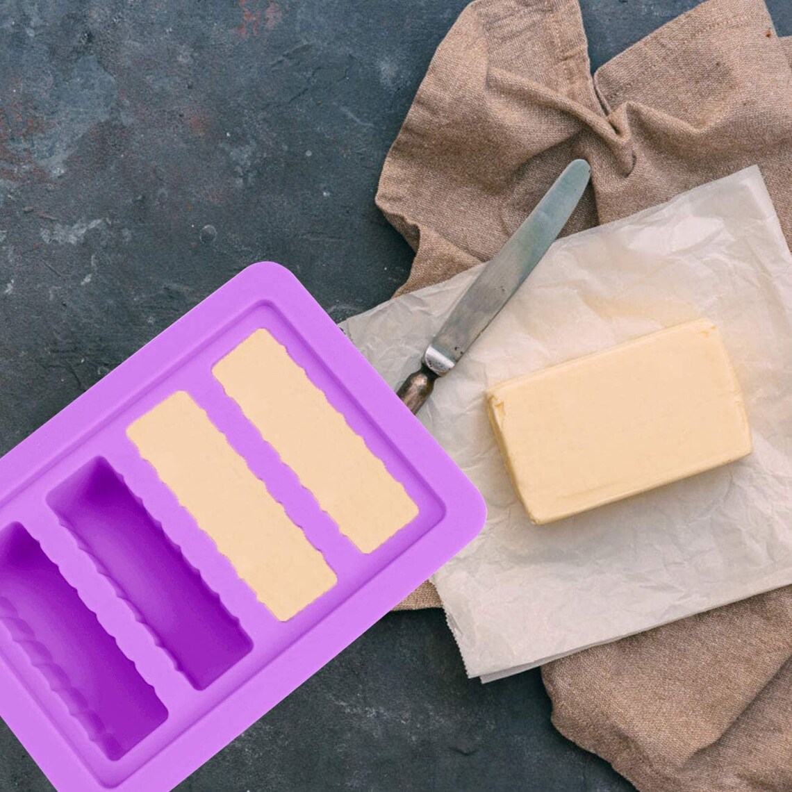 Butter Silicone Tray Mold Large 4 Cavities Rectangle Container - Etsy