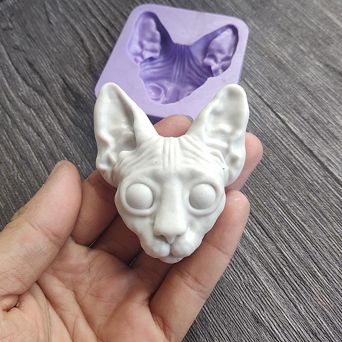 3D Cat Head Silicone Molds for Resin Cat Mold Self Defense Mold Candy ...