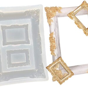 Picture Frame Resin Mold Vintage Relief Photo Frame Silicone Mold Epoxy ...